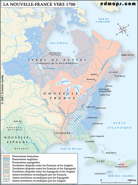 La Nouvelle-France en 1663 - Cartes historiques du Canada