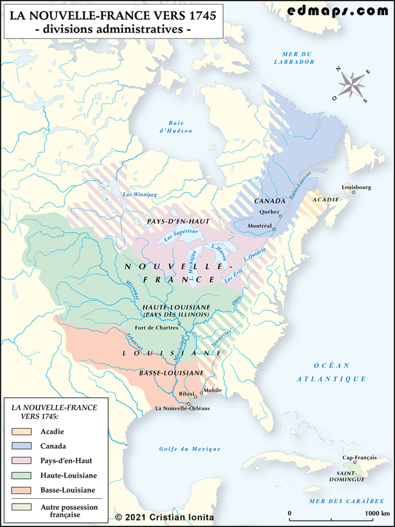 La Nouvelle-France en 1663 - Cartes historiques du Canada