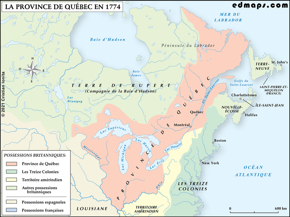 La Province de Québec en 1774 - Cartes historiques du Canada